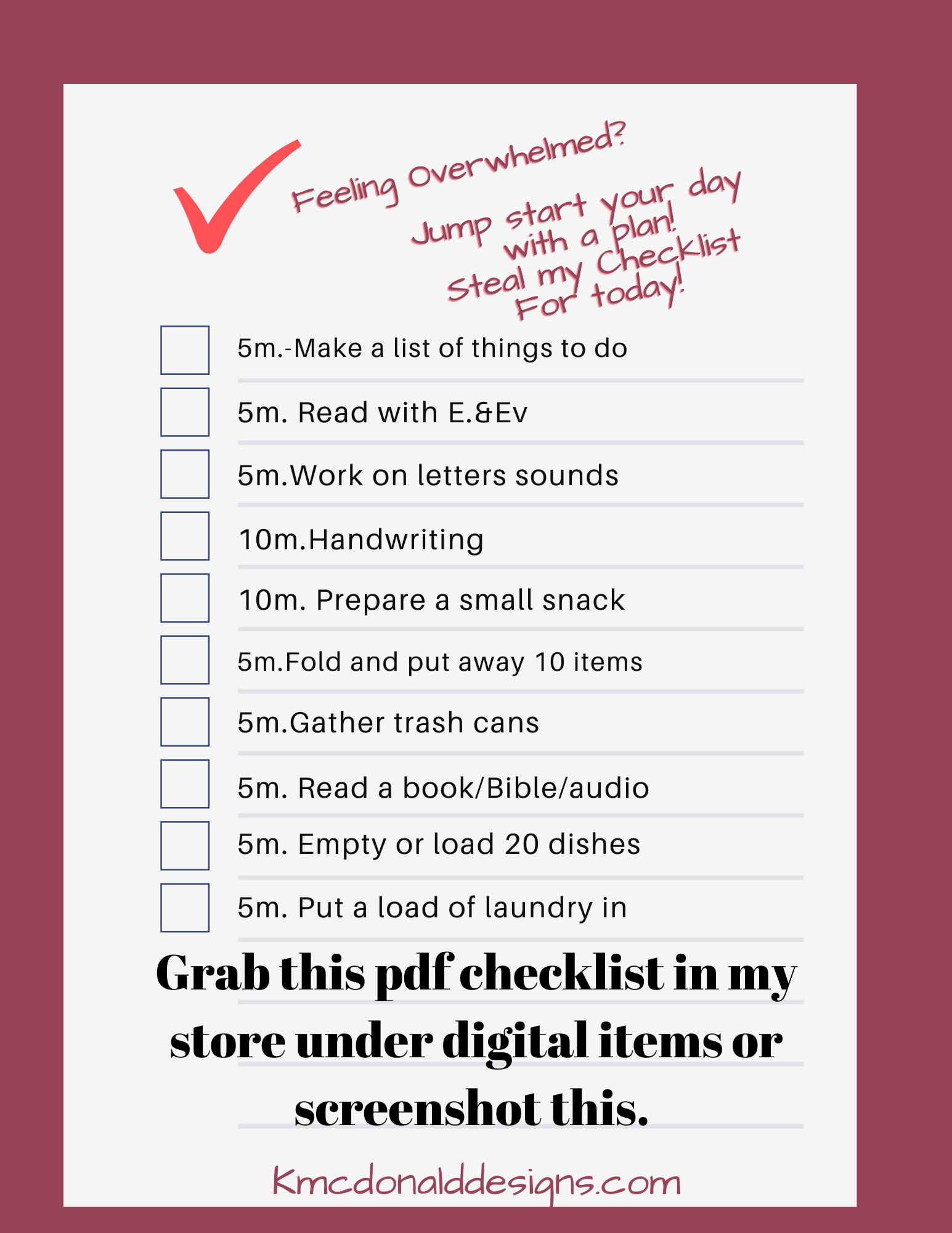Feel Accomplished Checklist! – Kmcdonalddesigns LLC